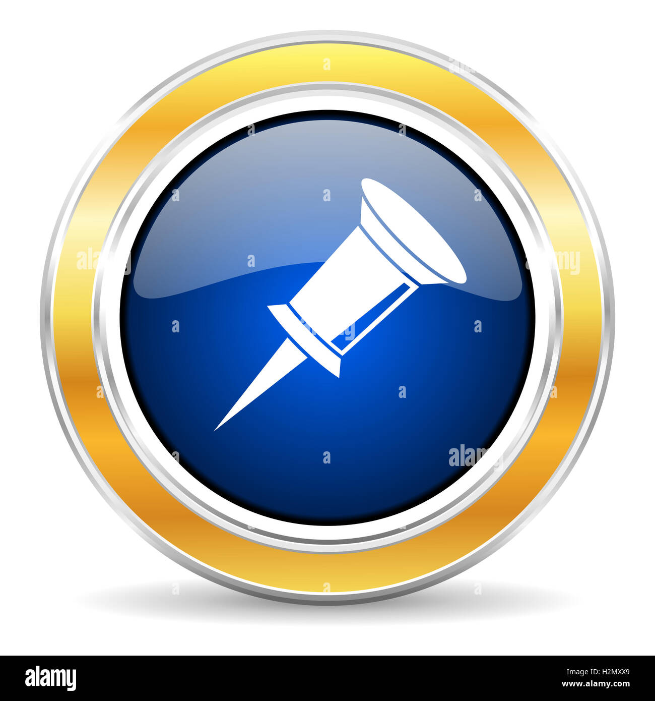 Pin icon golden circle hi-res stock photography and images - Alamy