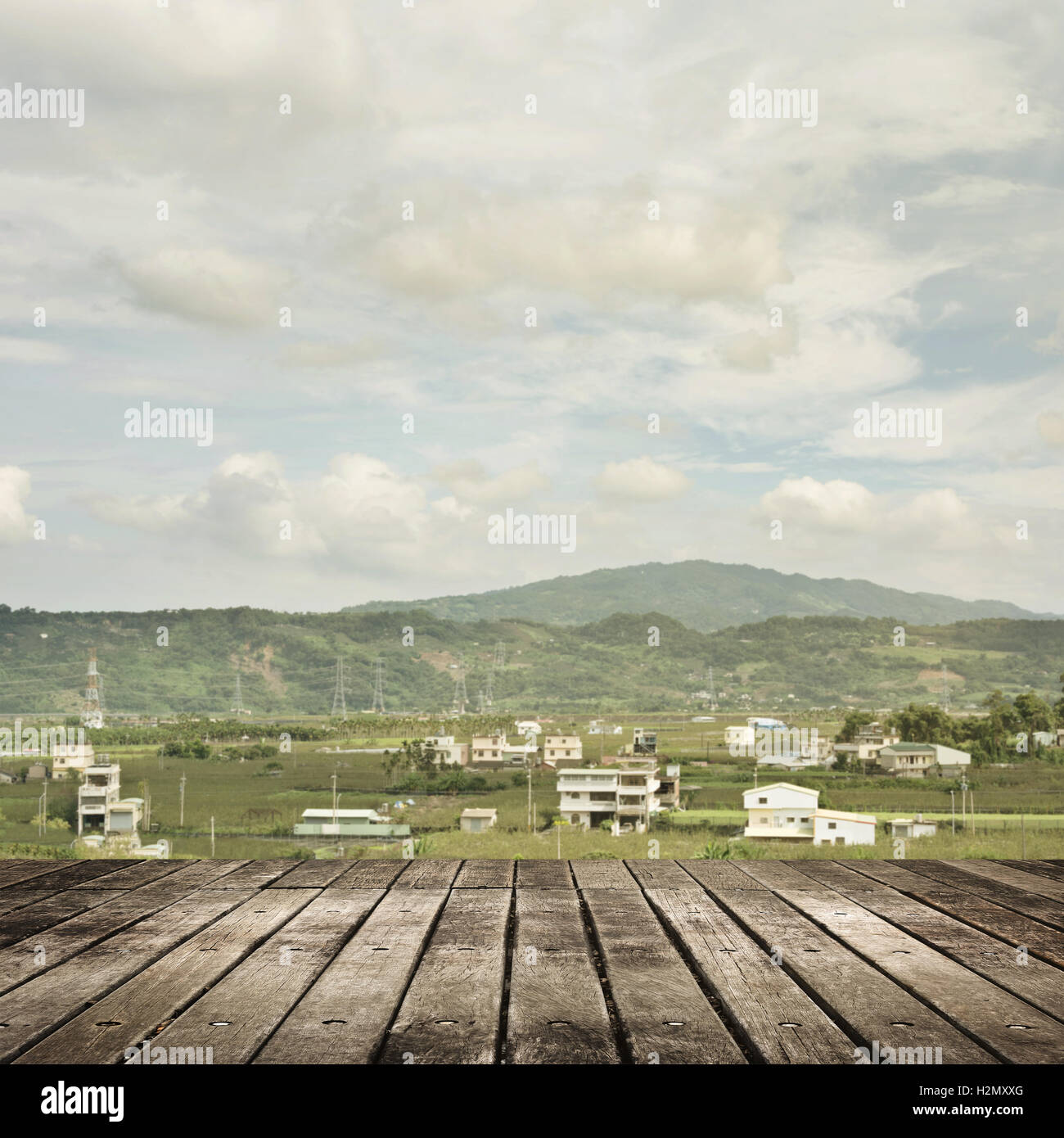 Village with wooden ground Stock Photo - Alamy