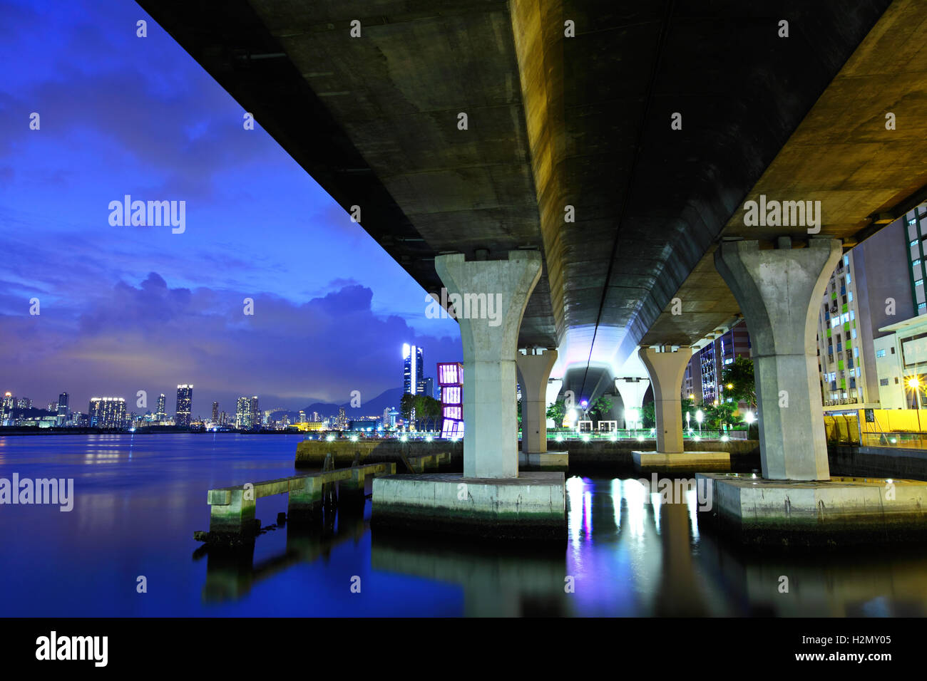 Under the viaduct in city Stock Photo - Alamy