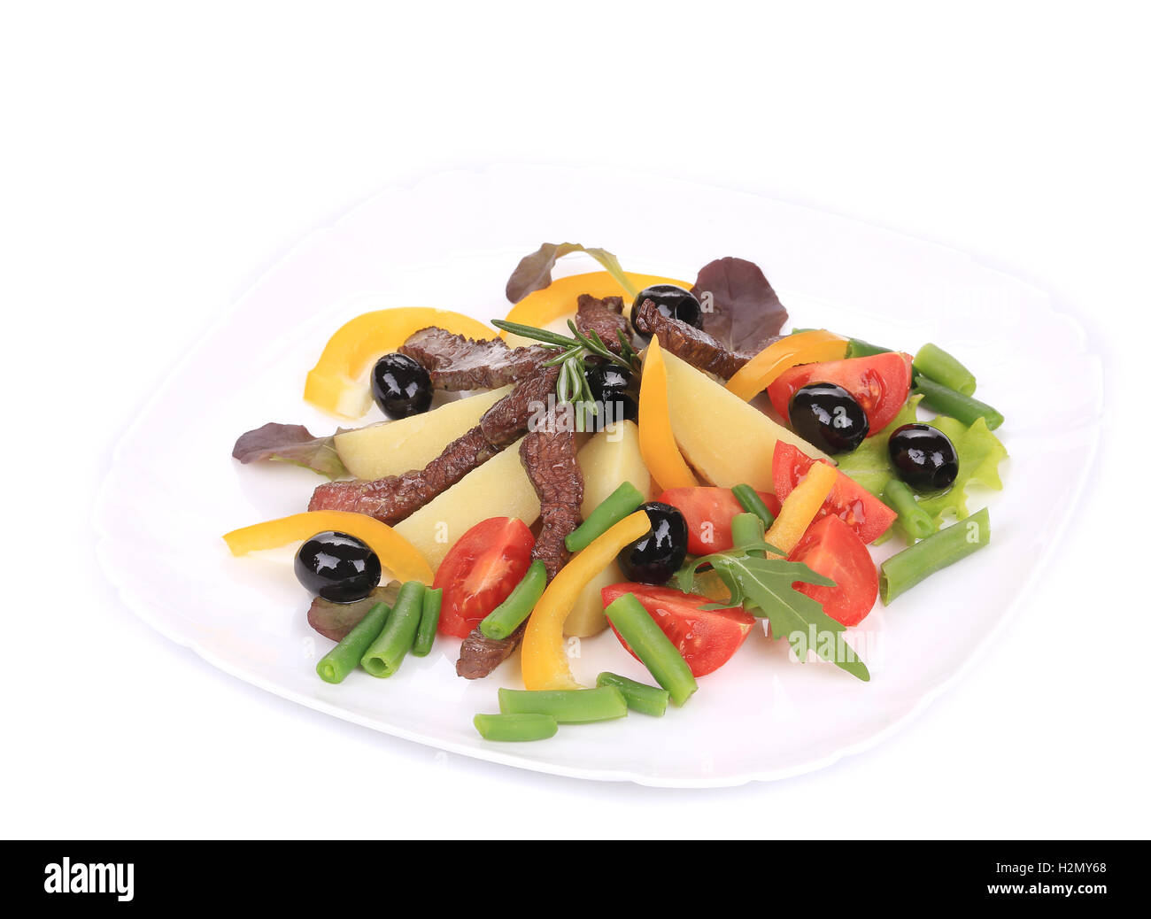 Salad with beef fillet and vegetables Stock Photo - Alamy