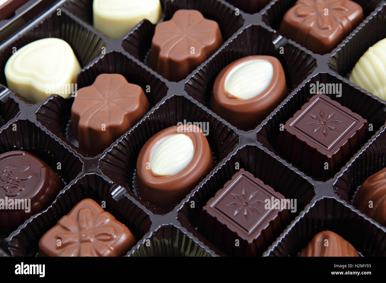 Chocolate box close up Stock Photo - Alamy