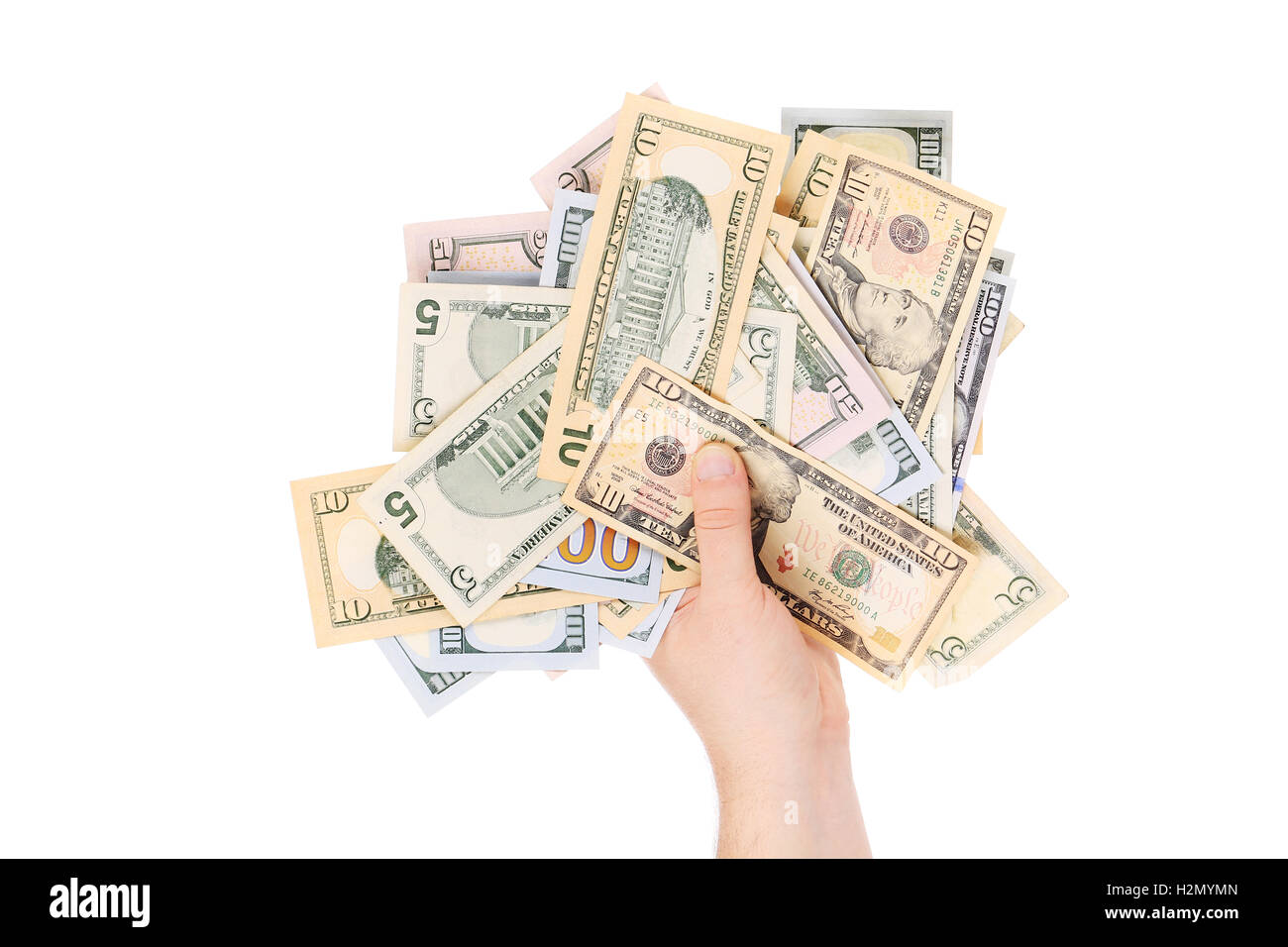 Man hand with dollars Stock Photo - Alamy