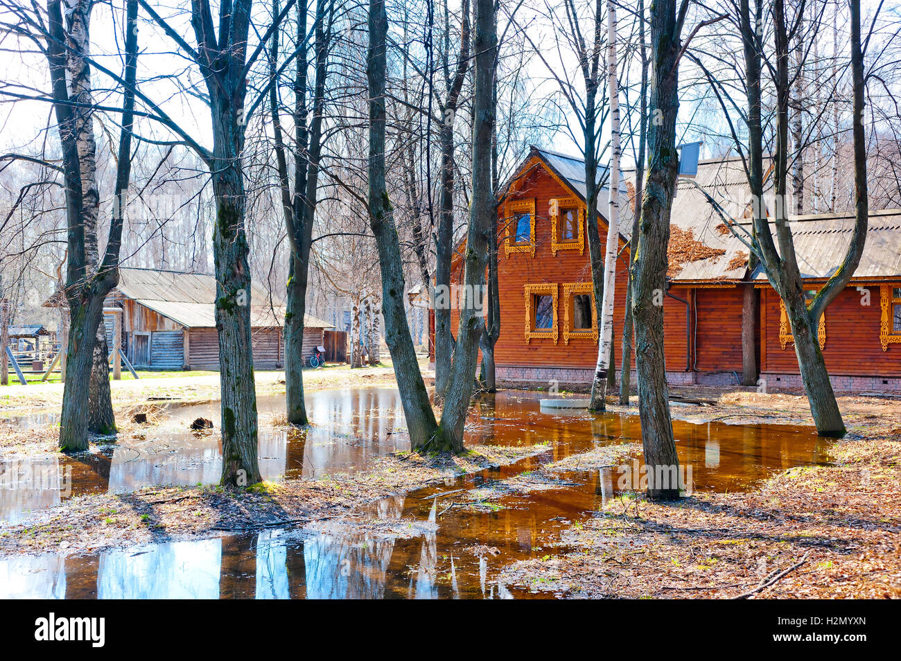 spring flooding in the Russian village Stock Photo - Alamy