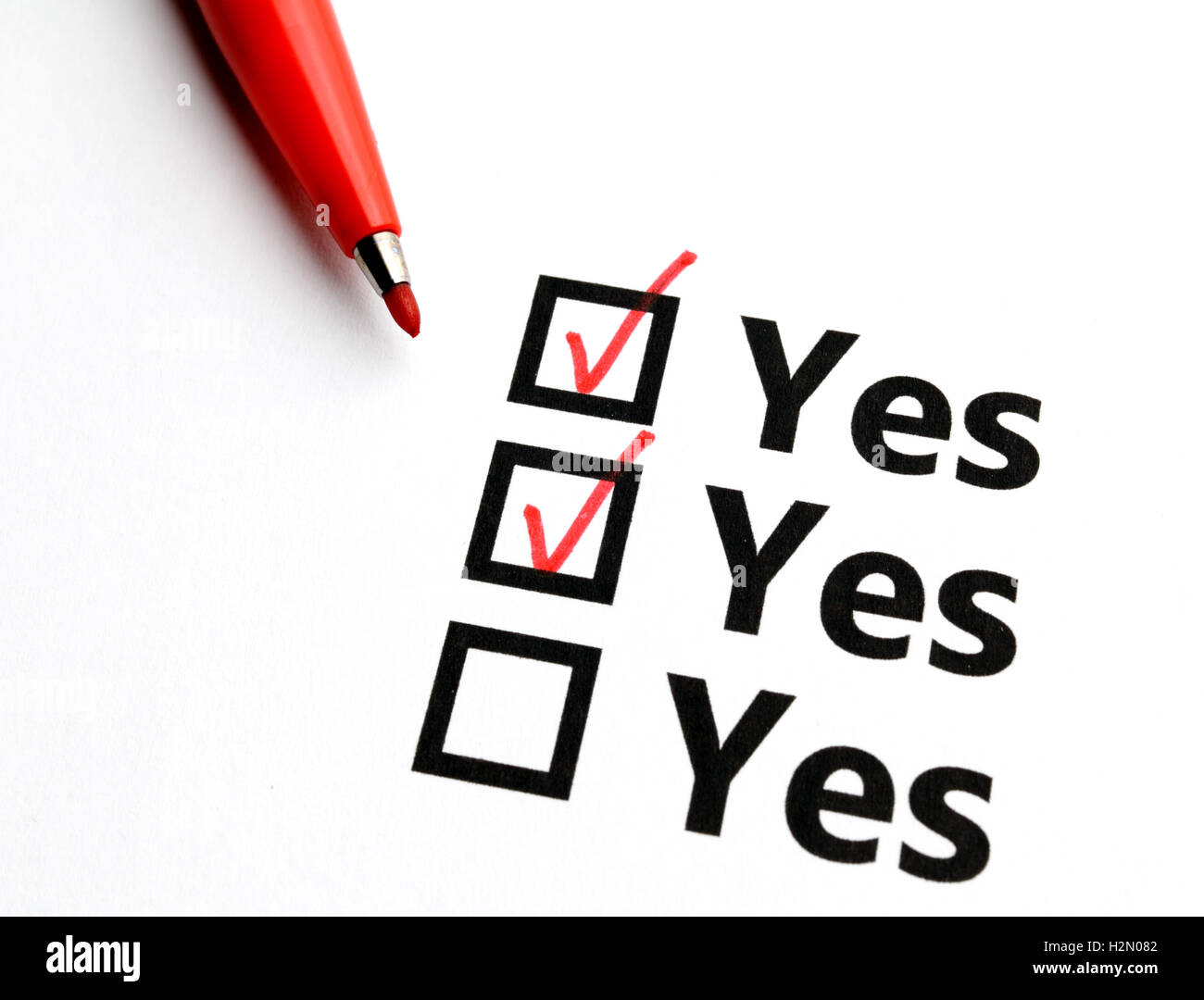 Checkbox for yes Stock Photo - Alamy