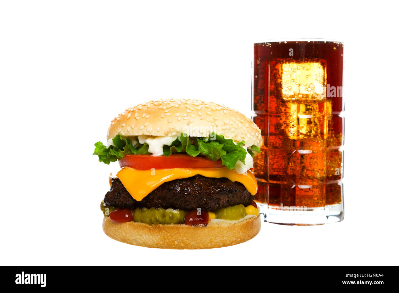 Cheeseburger With Cola Stock Photo - Alamy