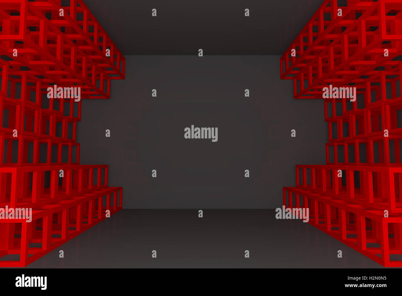 Abstract red square truss wall Stock Photo - Alamy