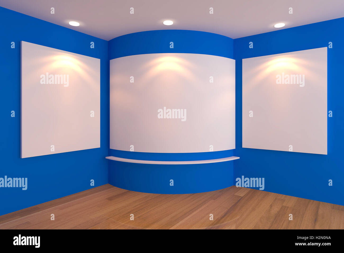 gallery blue corner room Stock Photo - Alamy