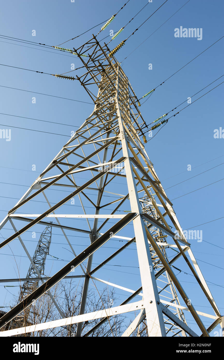 high voltage power lines Stock Photo - Alamy