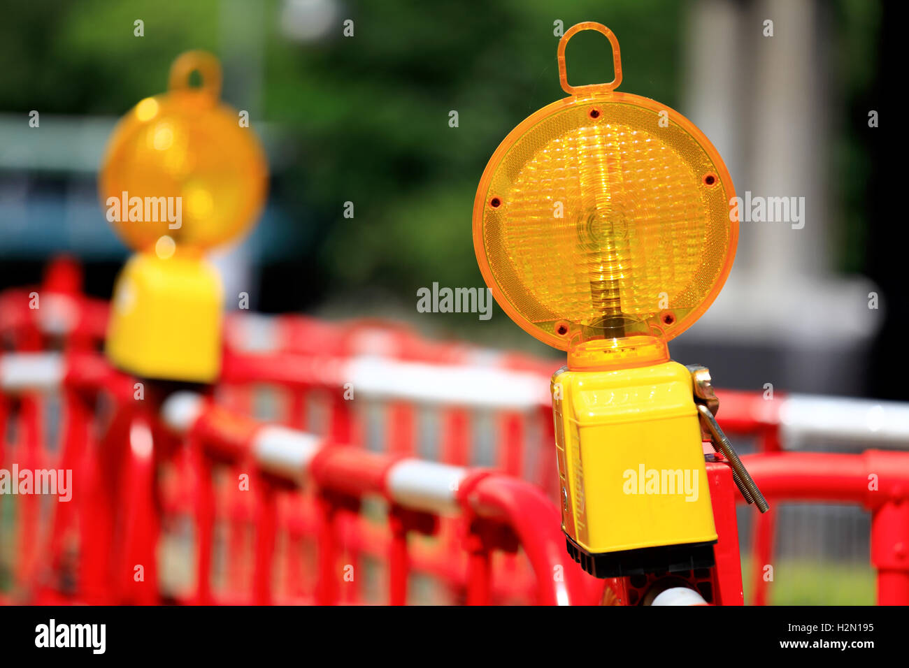 Orange construction light Stock Photo - Alamy