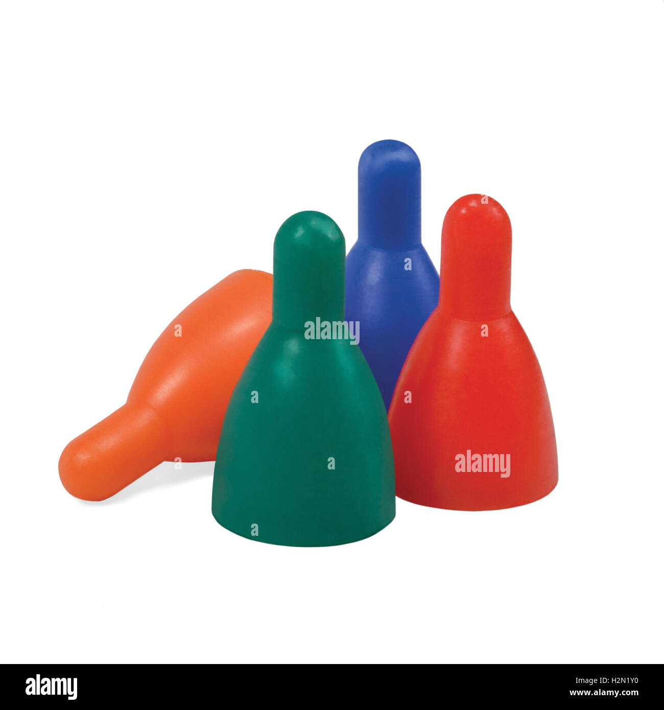 Colored board game pawn figures, large detailed vertical isolated ...