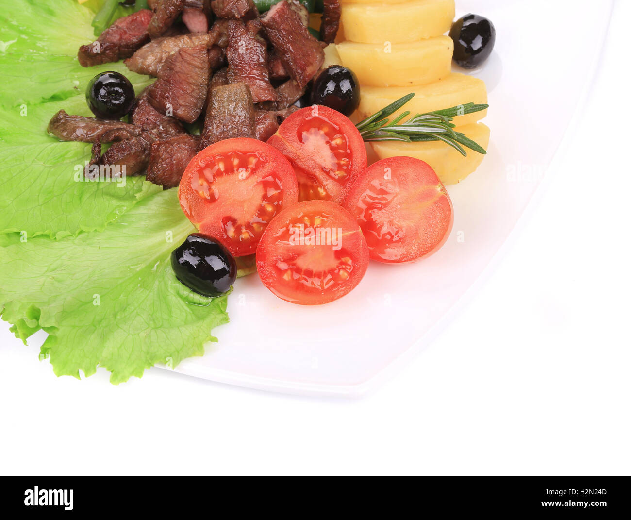 Salad with beef fillet and vegetables Stock Photo - Alamy