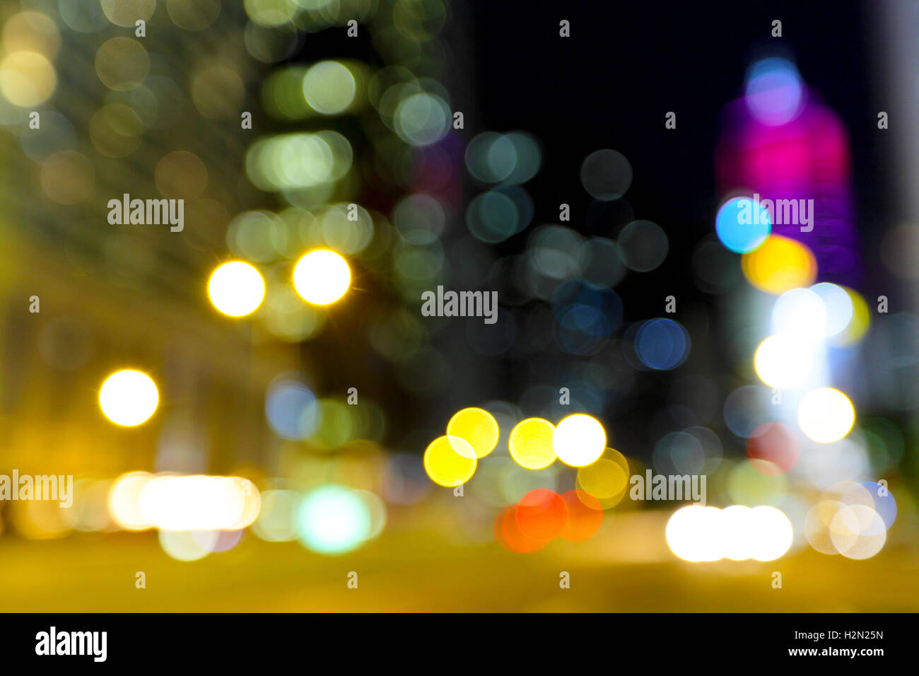 Blurred unfocused city view at night Stock Photo - Alamy