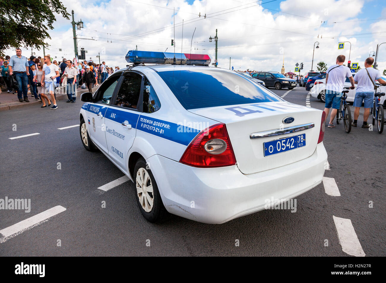 Russian police patrol car of the State Automobile Inspectorate parked ...