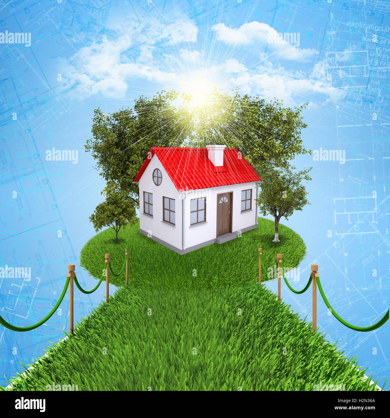 Small house with land Stock Photo - Alamy