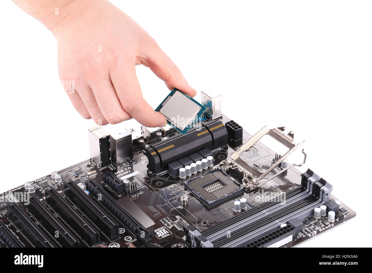 Desktop motherboard with CPU Stock Photo - Alamy