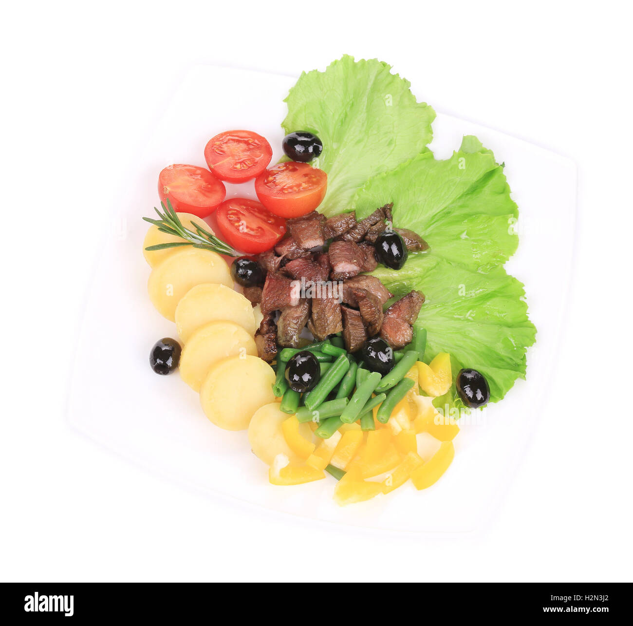 Salad with beef fillet and vegetables Stock Photo - Alamy