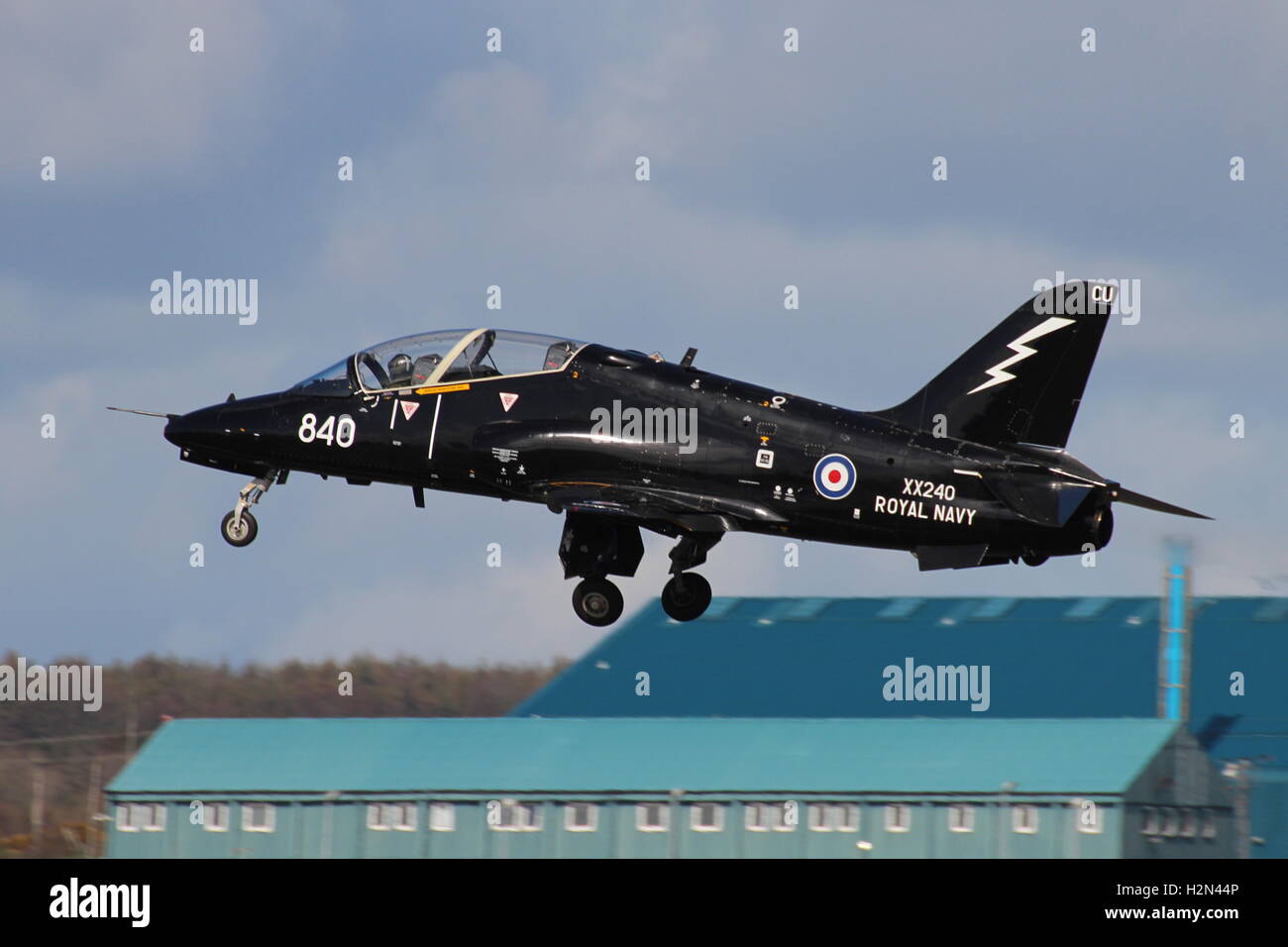 XX240, a BAe Hawk T1 operated by the Royal Navy, at Prestwick ...