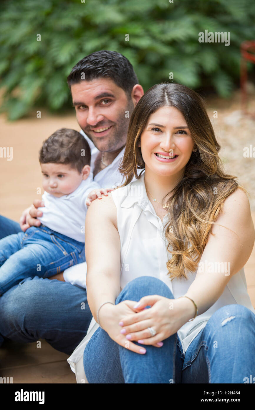 Happy family outdoors Stock Photo - Alamy