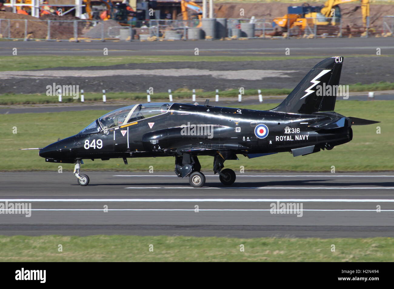 XX316, a BAe Hawk T1 operated by the Royal Navy, at Prestwick ...