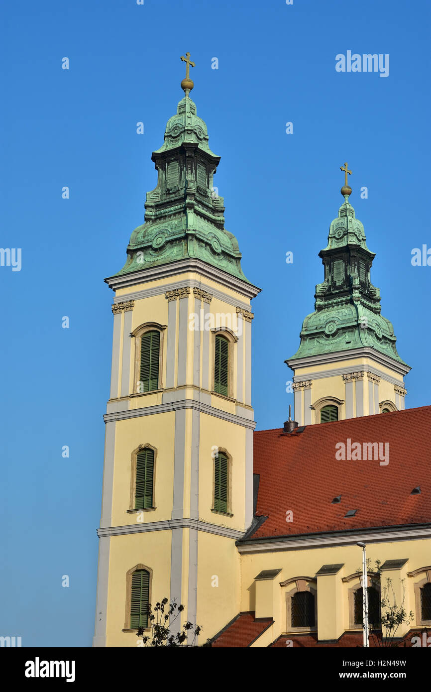 Budapest Inner City Church twin baroque belfries, the oldest building ...