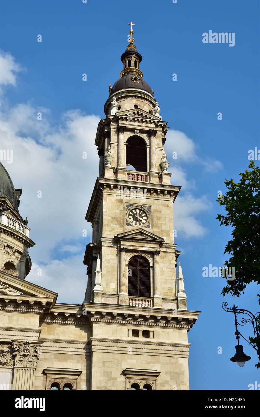 Saint Stephen Basilica beautiful classical bell tower with golden clock ...