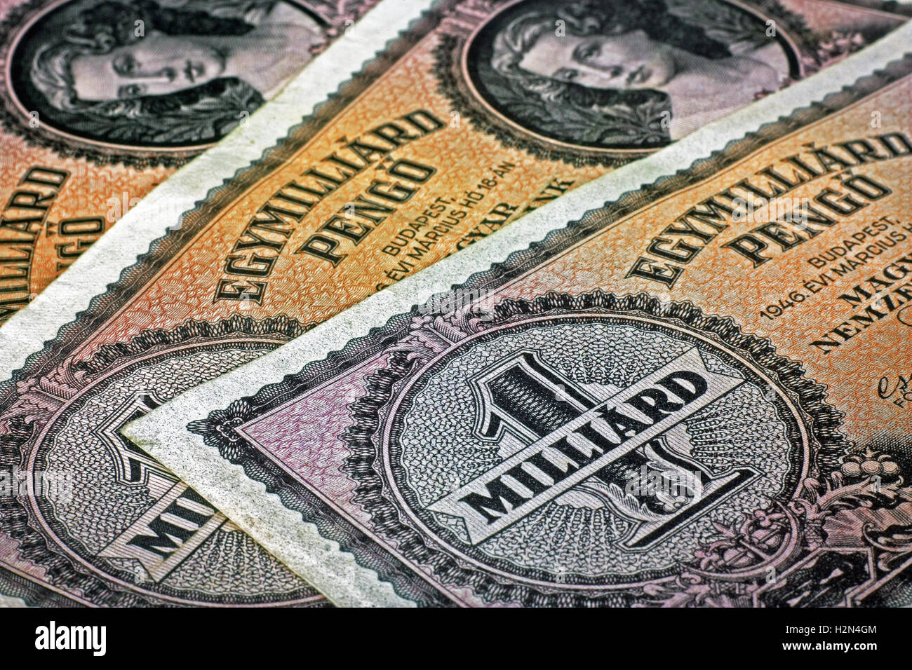 Old Hungarian one billion pengo money close up Stock Photo - Alamy
