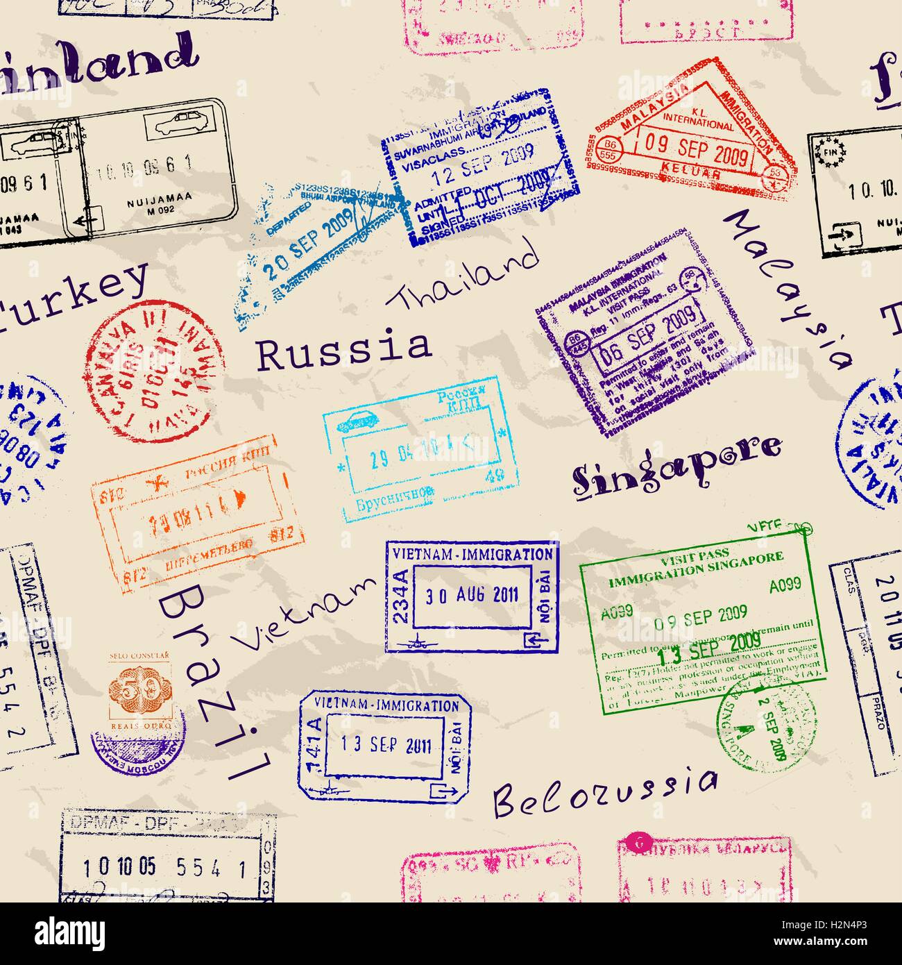 International visa stamps Stock Vector Images - Alamy
