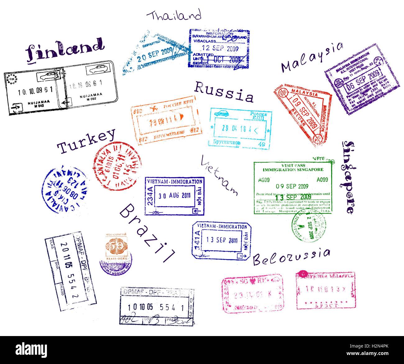 Real visa stamps from 9 countries Stock Vector Image & Art - Alamy