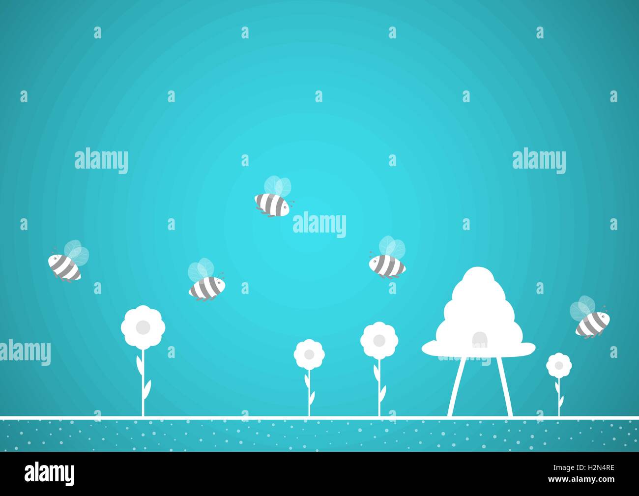 Bee on flower nature background Stock Vector Images - Alamy