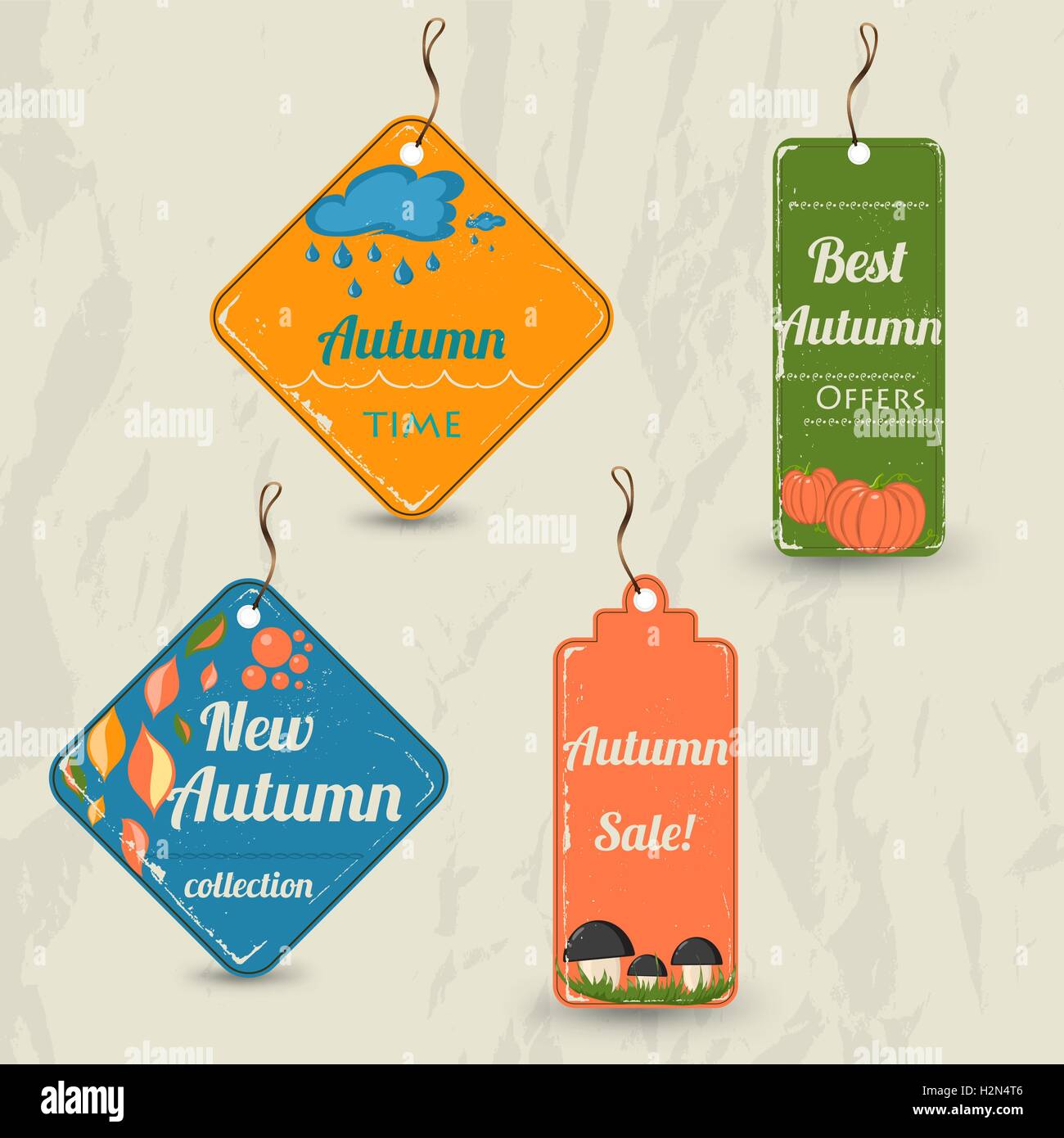 Set of 4 retro autumn tags Stock Vector Image & Art - Alamy