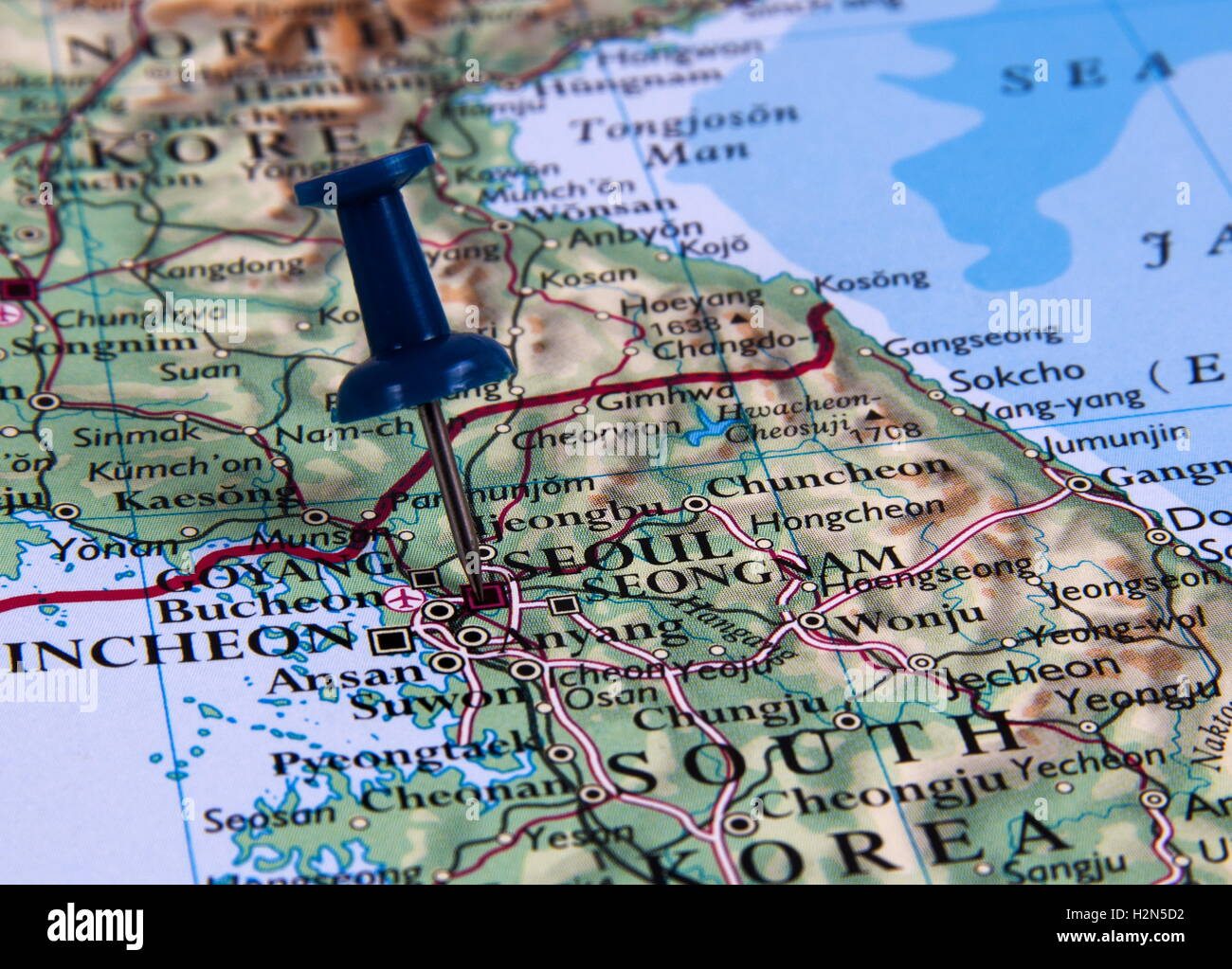 Seoul in the map with pin Stock Photo - Alamy