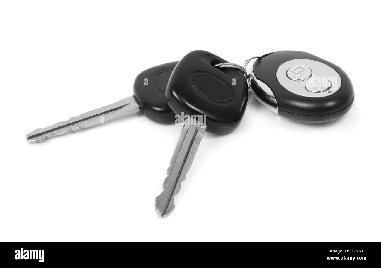 car keys and remote control on white Stock Photo - Alamy