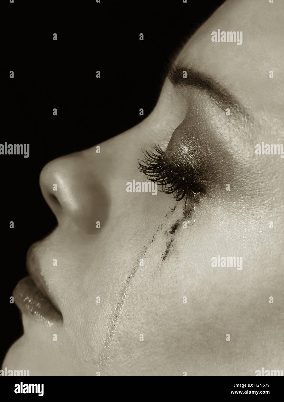 fashion woman portrait with tears Stock Photo - Alamy