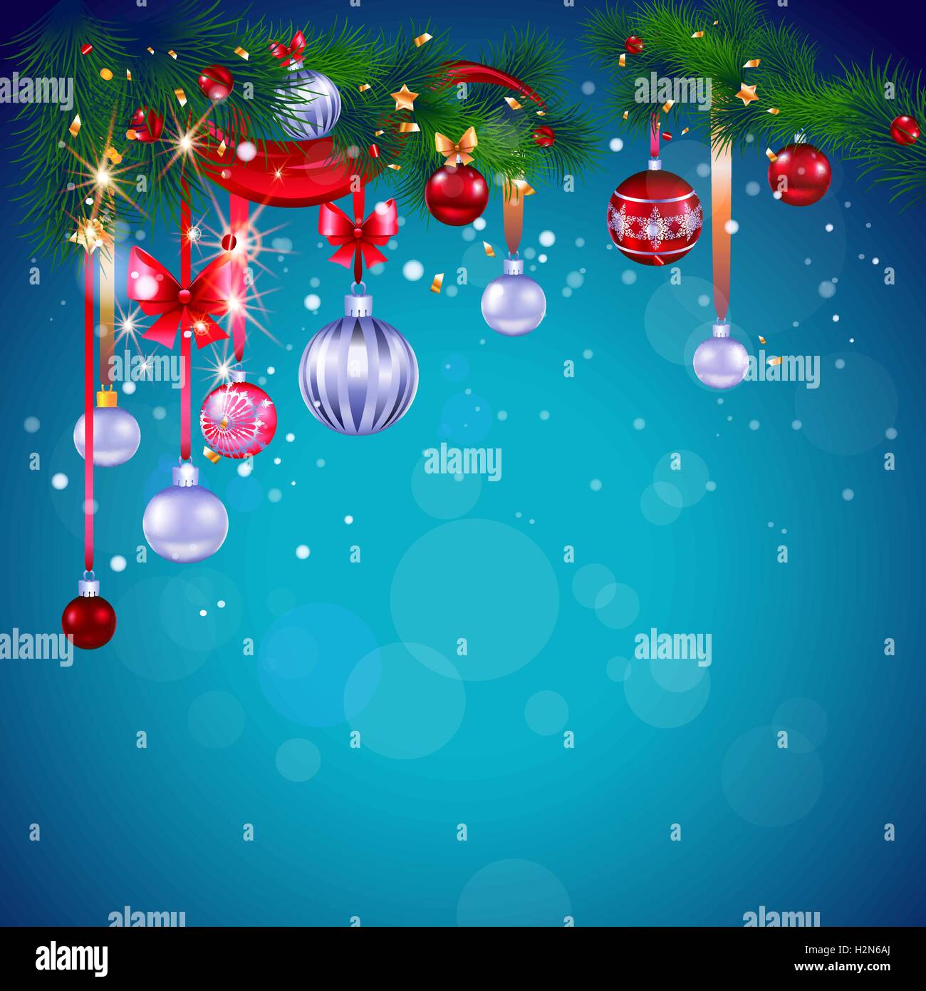 Blue Christmas card with decoration Stock Vector Image & Art - Alamy