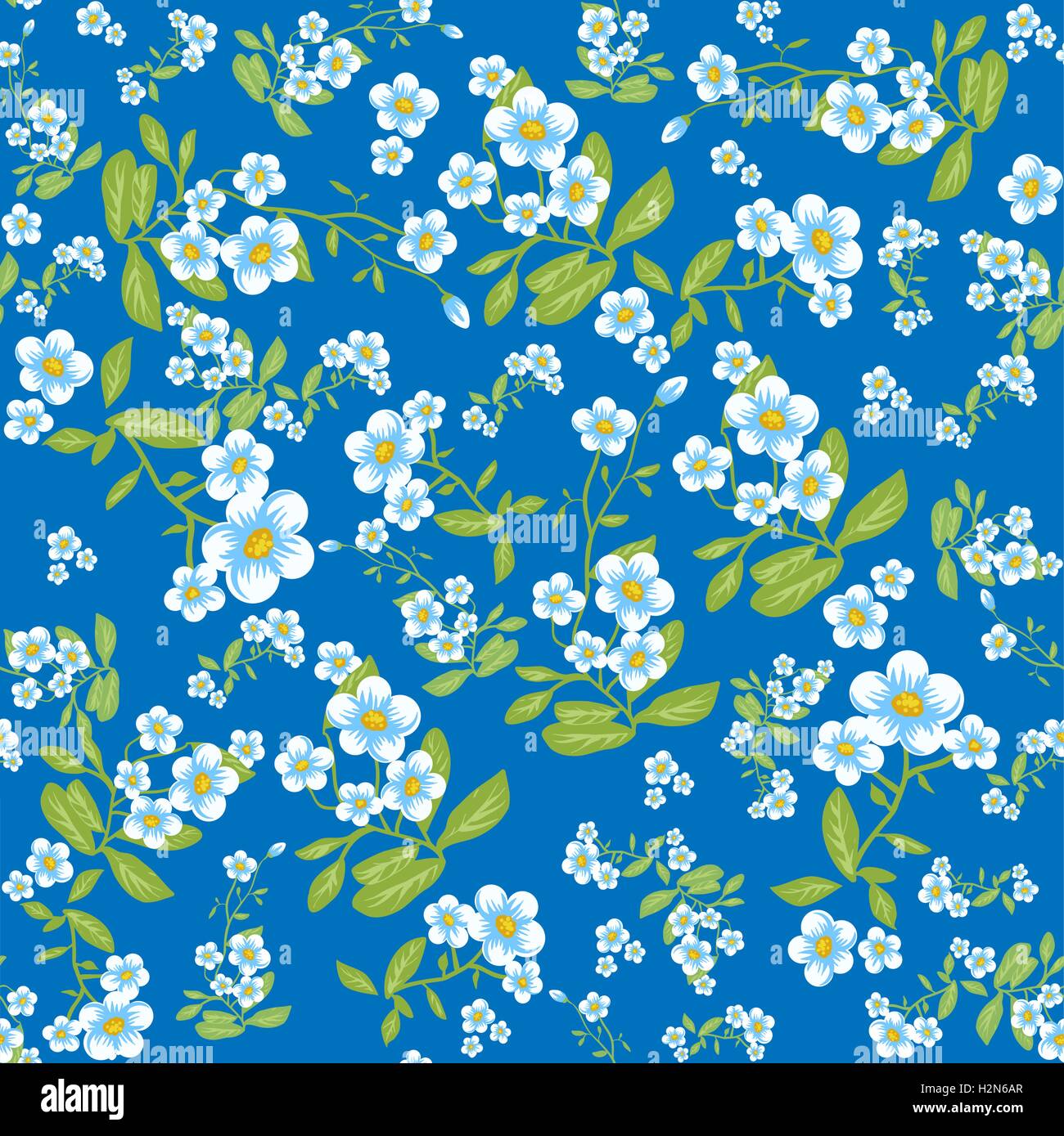 Blue flowers seamless pattern Stock Vector Image & Art - Alamy