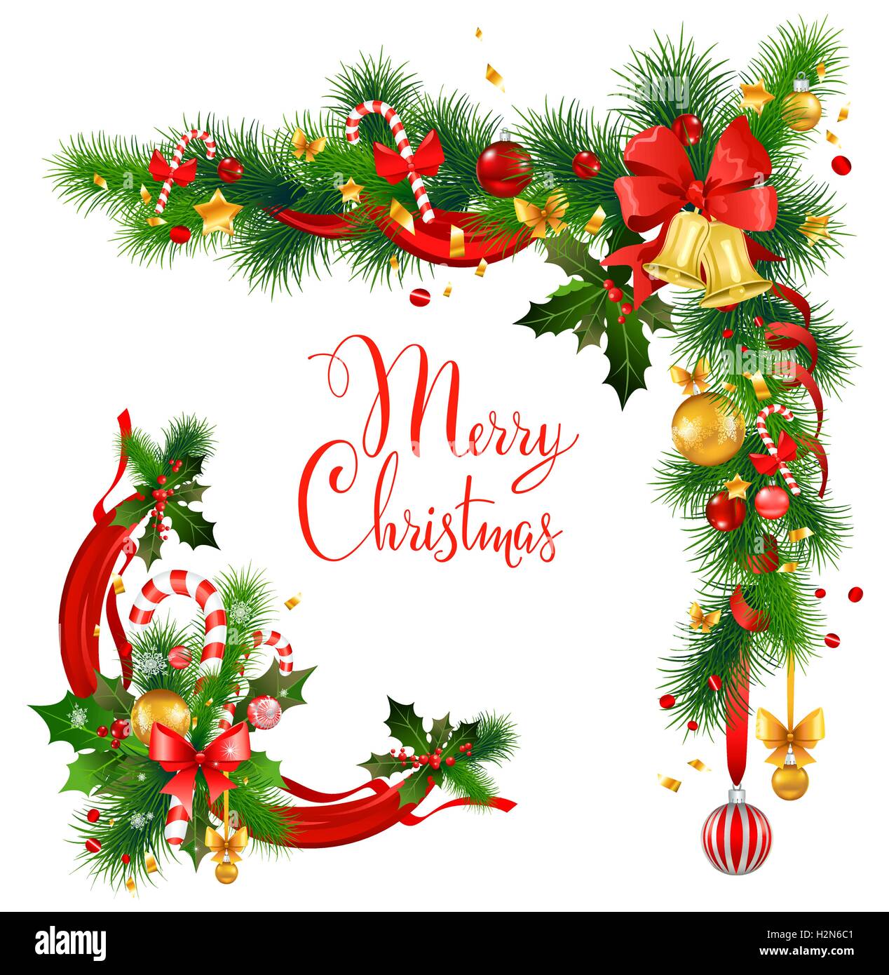 Christmas decorative corner with bells Stock Vector Image & Art - Alamy