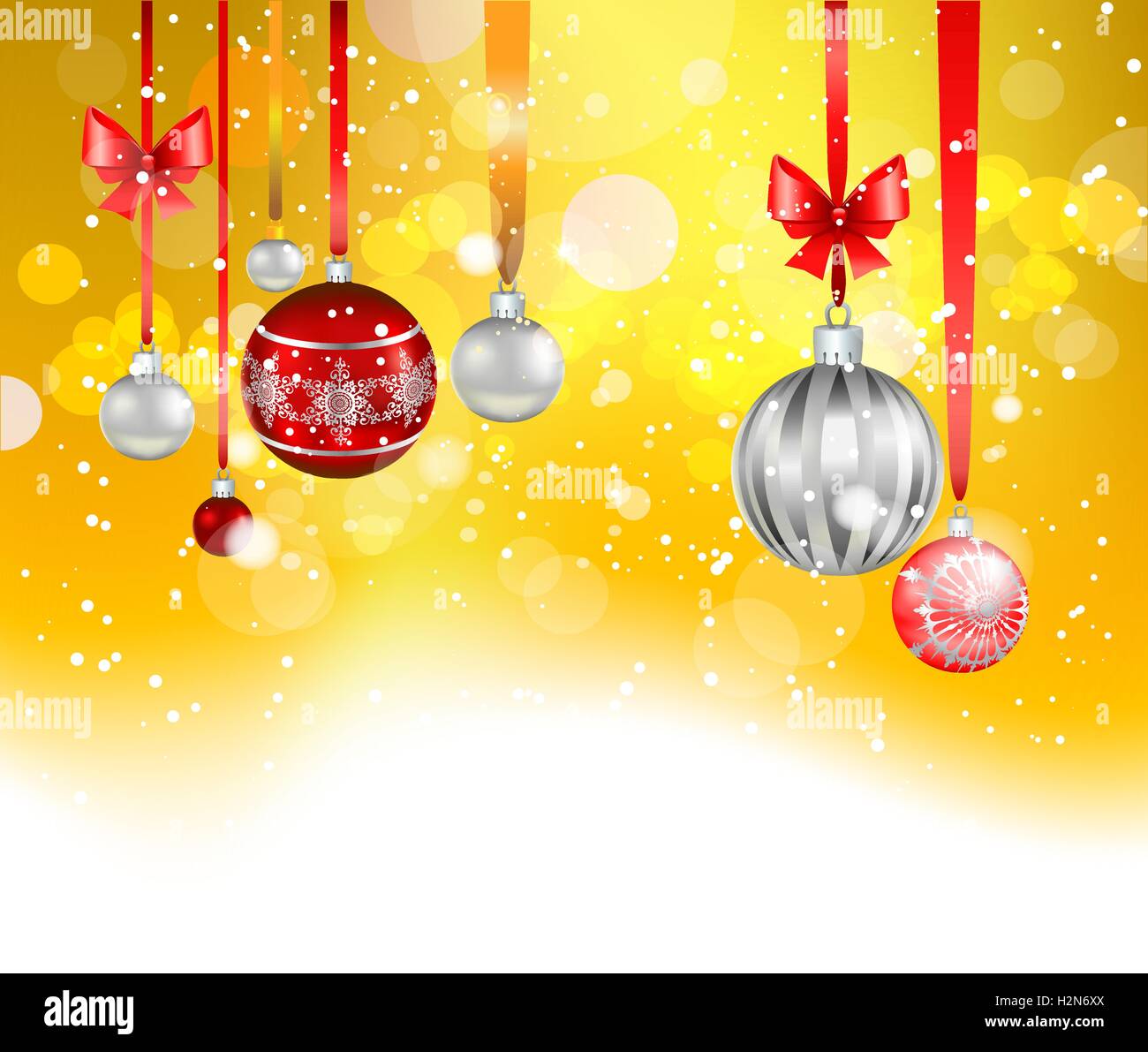Yellow holiday background with balls Stock Vector Image & Art - Alamy