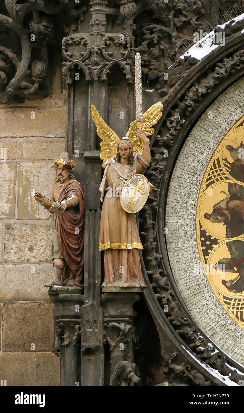 Figures at the Prague Astronomical Clock on the southern wall of The ...
