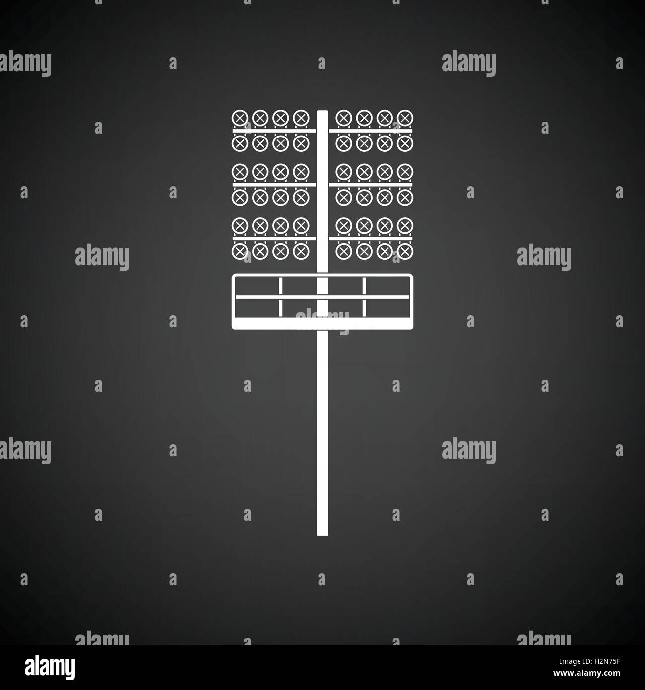 Soccer light mast icon. Black background with white. Vector ...