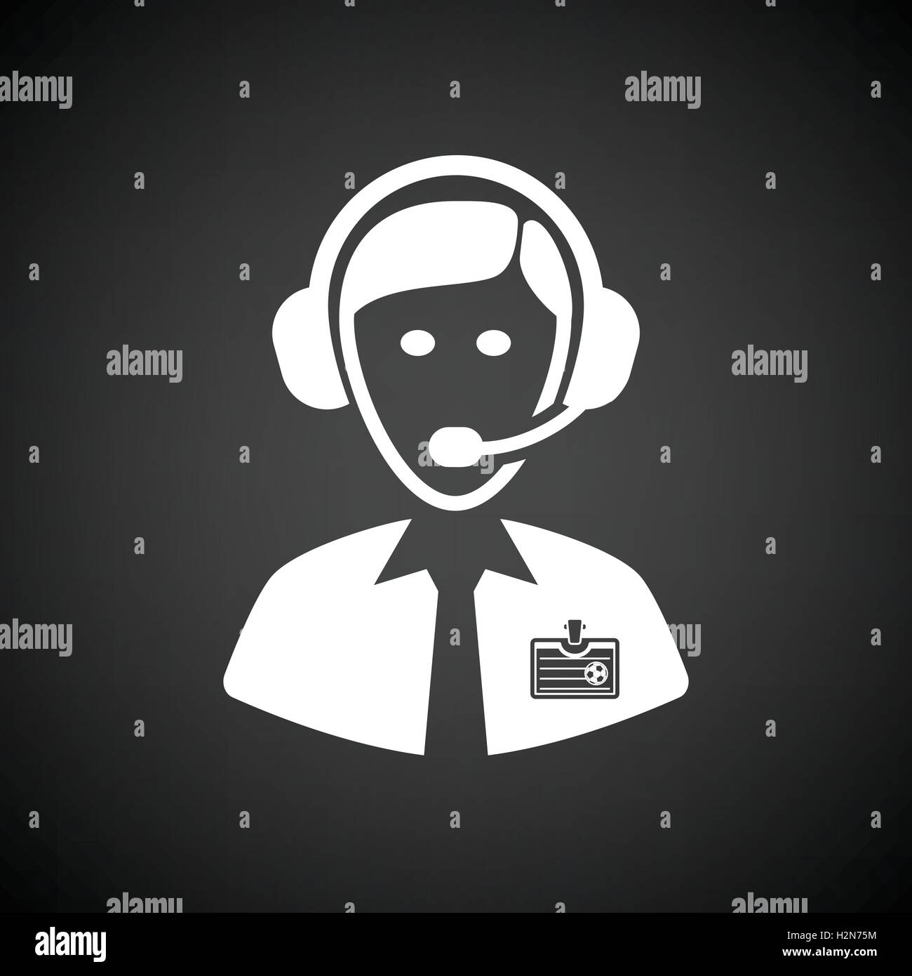 Soccer commentator icon. Black background with white. Vector ... Soccer commentator icon. Black background with white. Vector ...