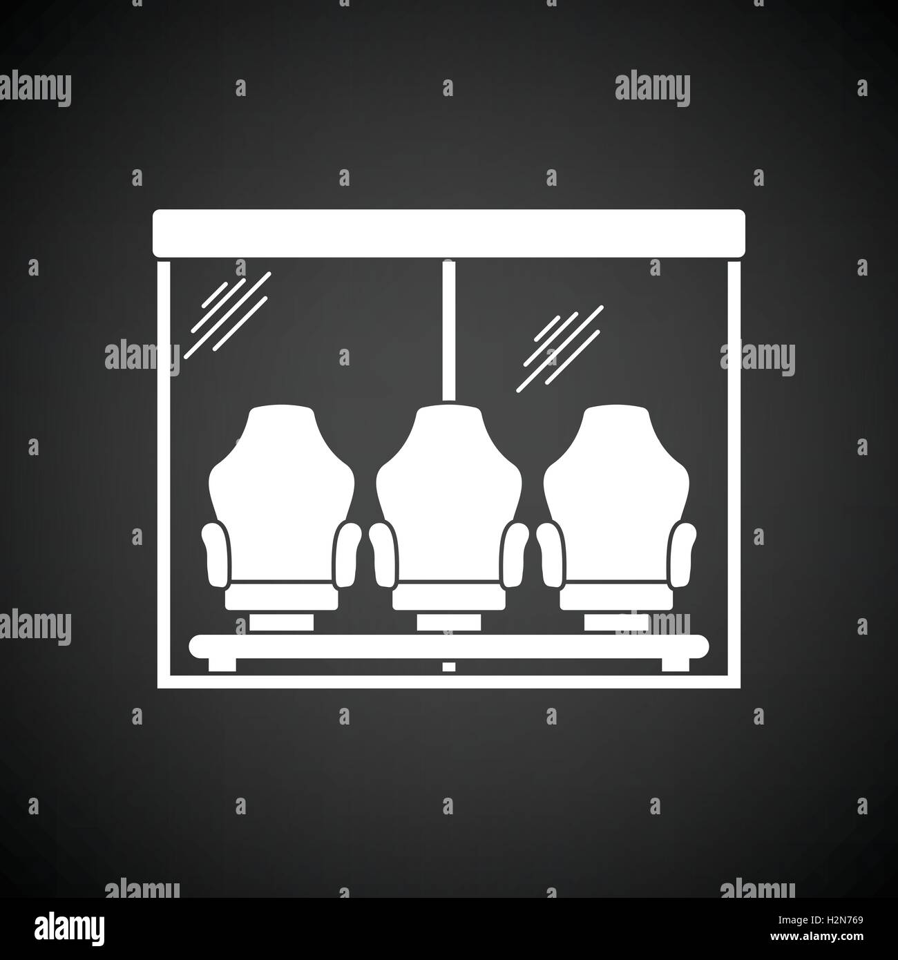 Soccer player's bench icon. Black background with white. Vector ...