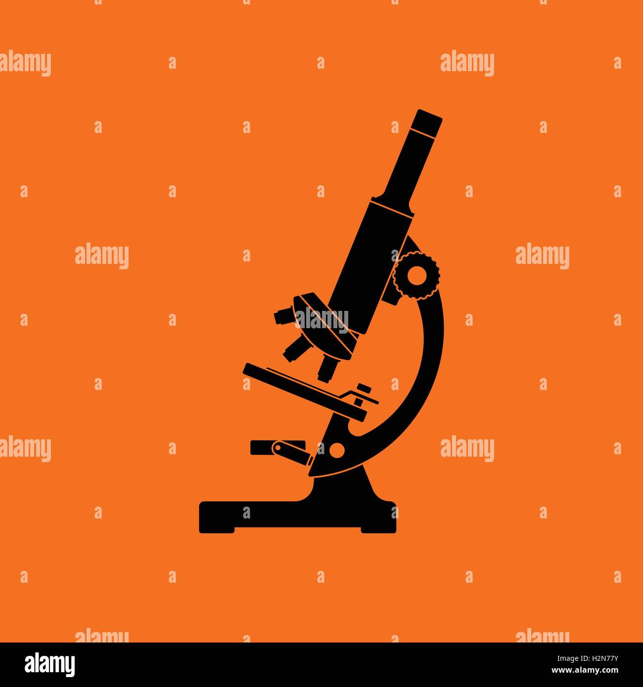 Icon of chemistry microscope. Orange background with black. Vector ...