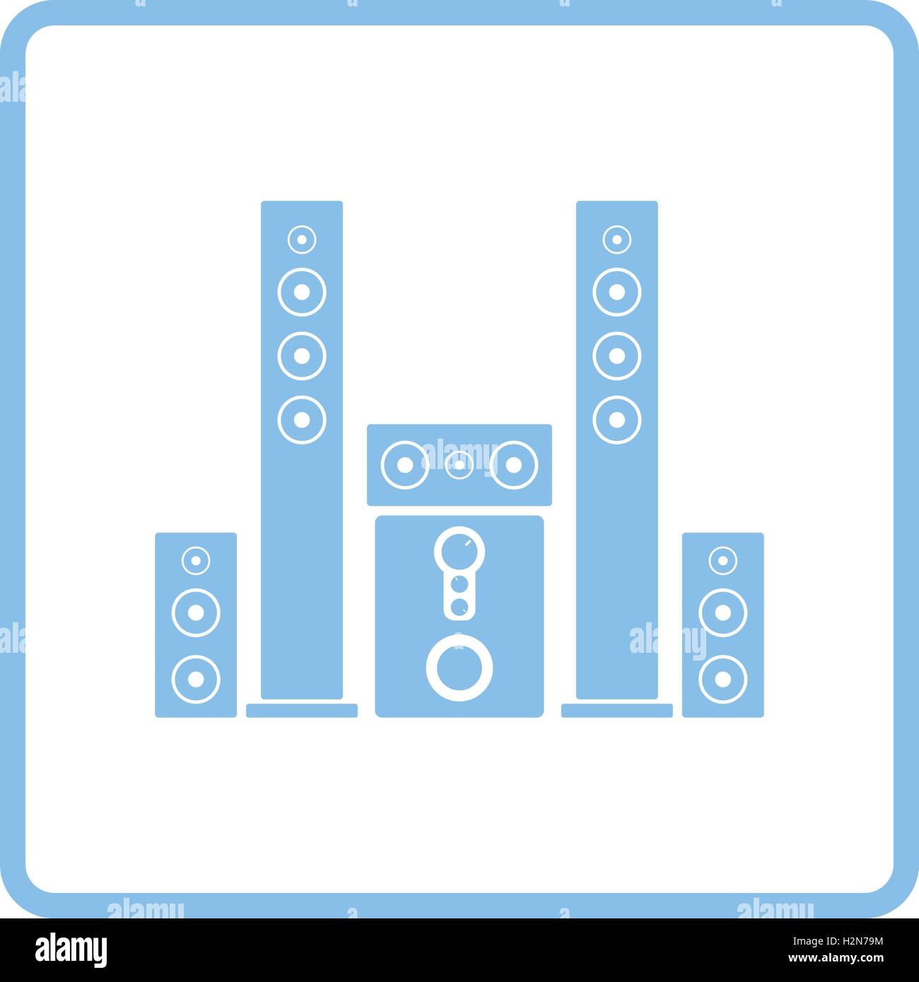Audio system speakers icon. Blue frame design. Vector illustration ...