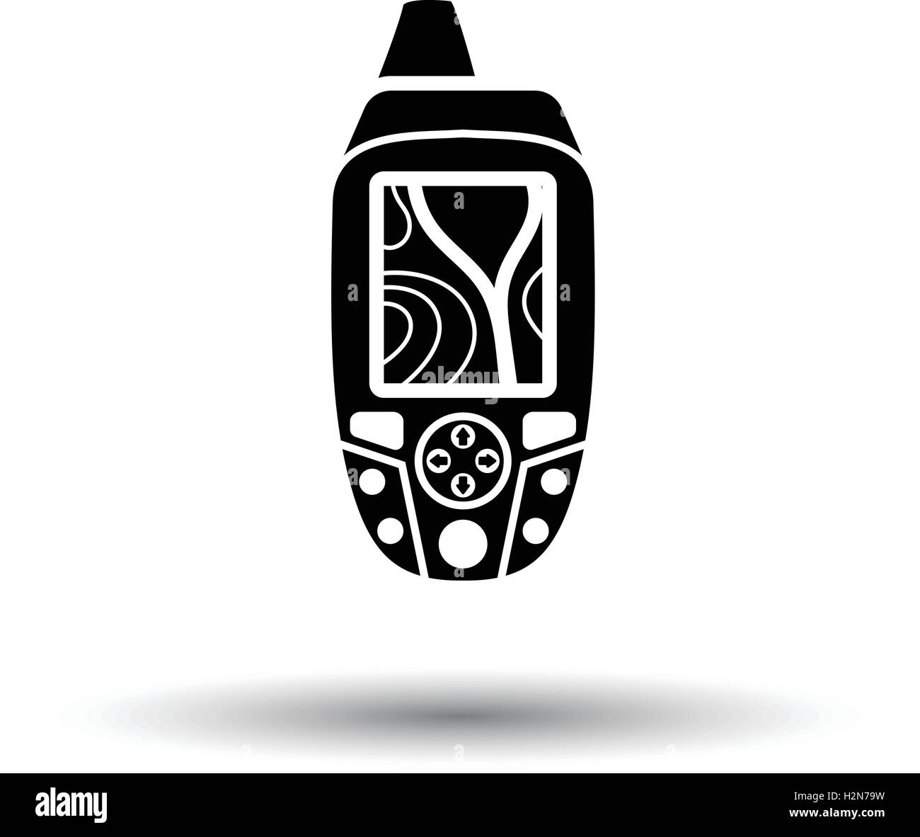 Portable GPS device icon. White background with shadow design. Vector ...