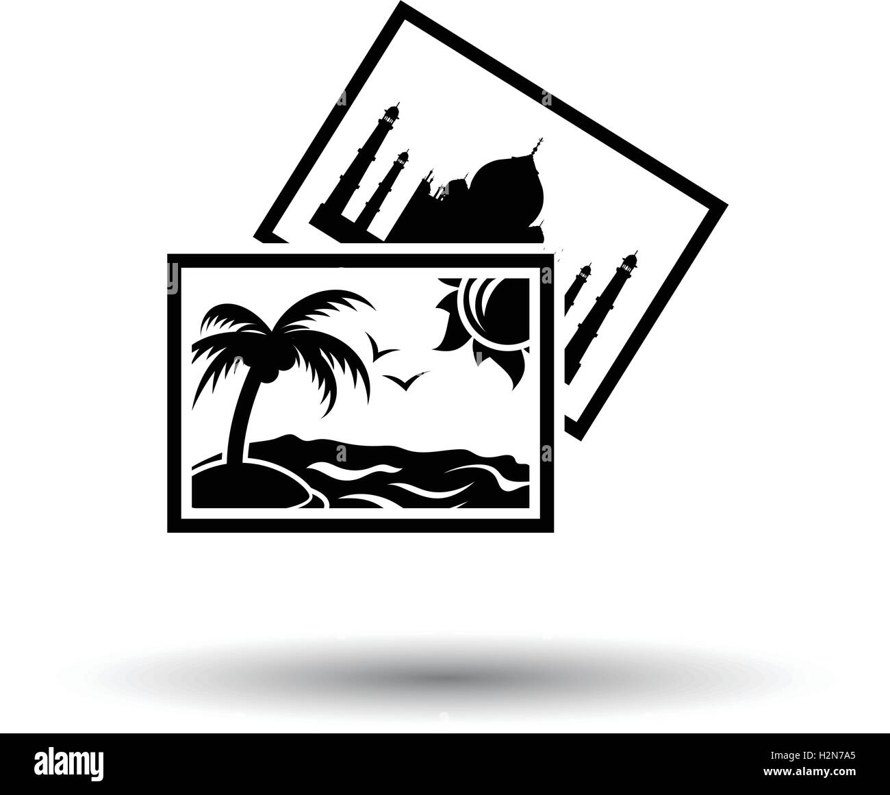 Two travel photograph icon. White background with shadow design. Vector ...