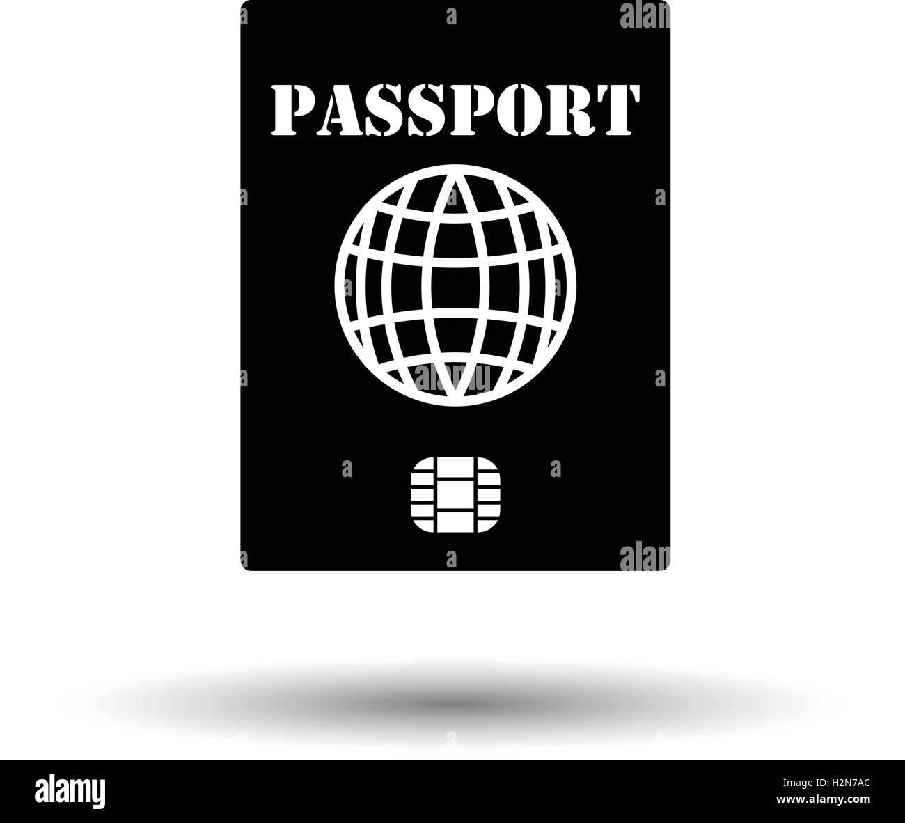Passport with chip icon. White background with shadow design. Vector ...