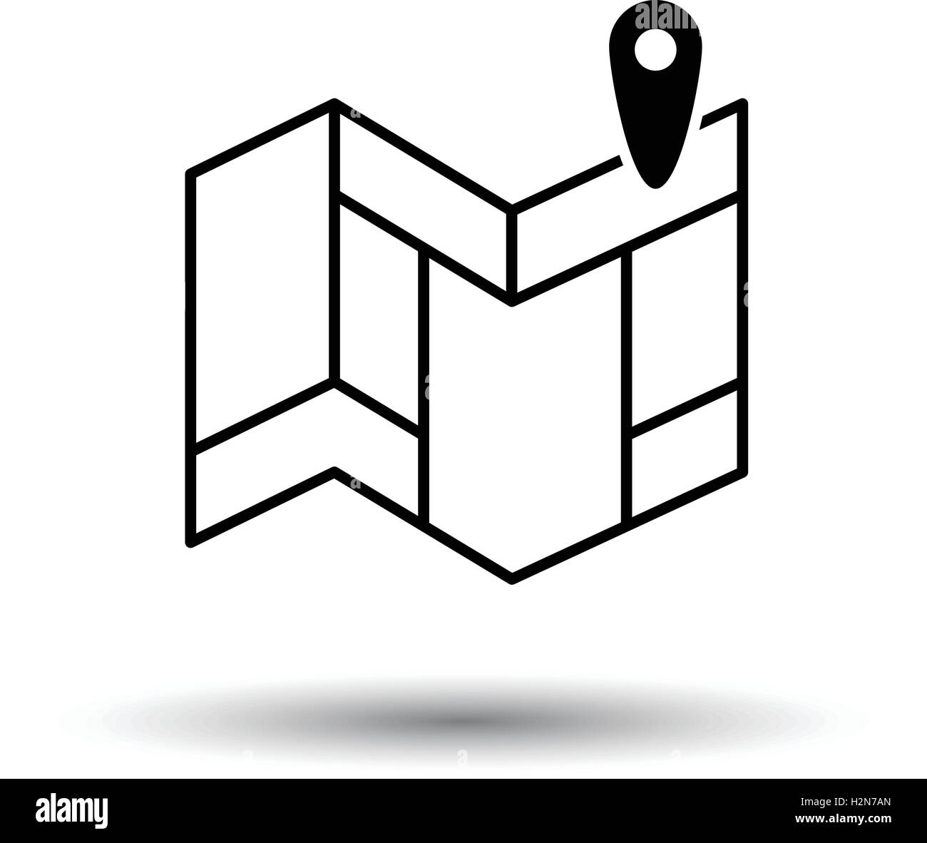 Navigation map icon. White background with shadow design. Vector ...