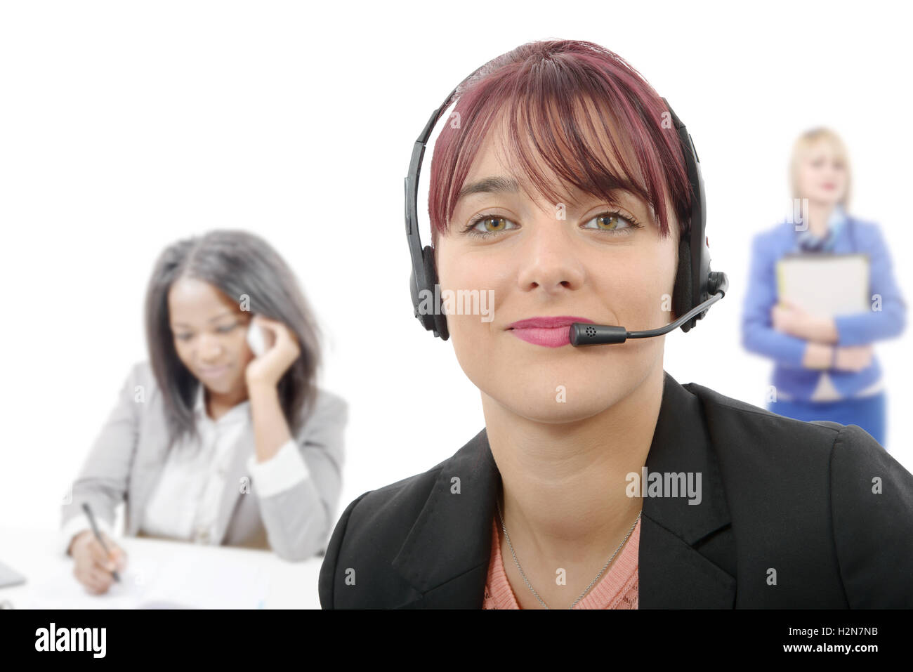 a beautiful business customer service woman with headset Stock Photo ...