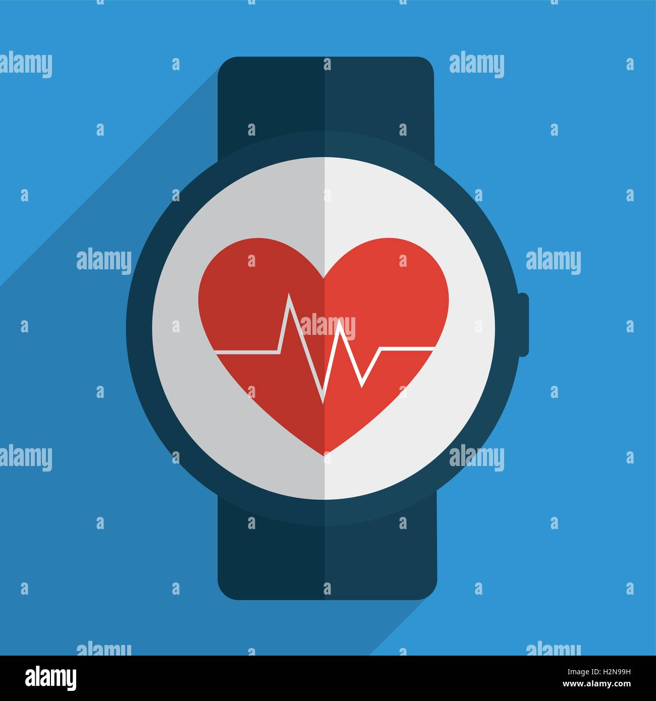 Heart with pulse inside clock of fitness concept Stock Vector Image ...