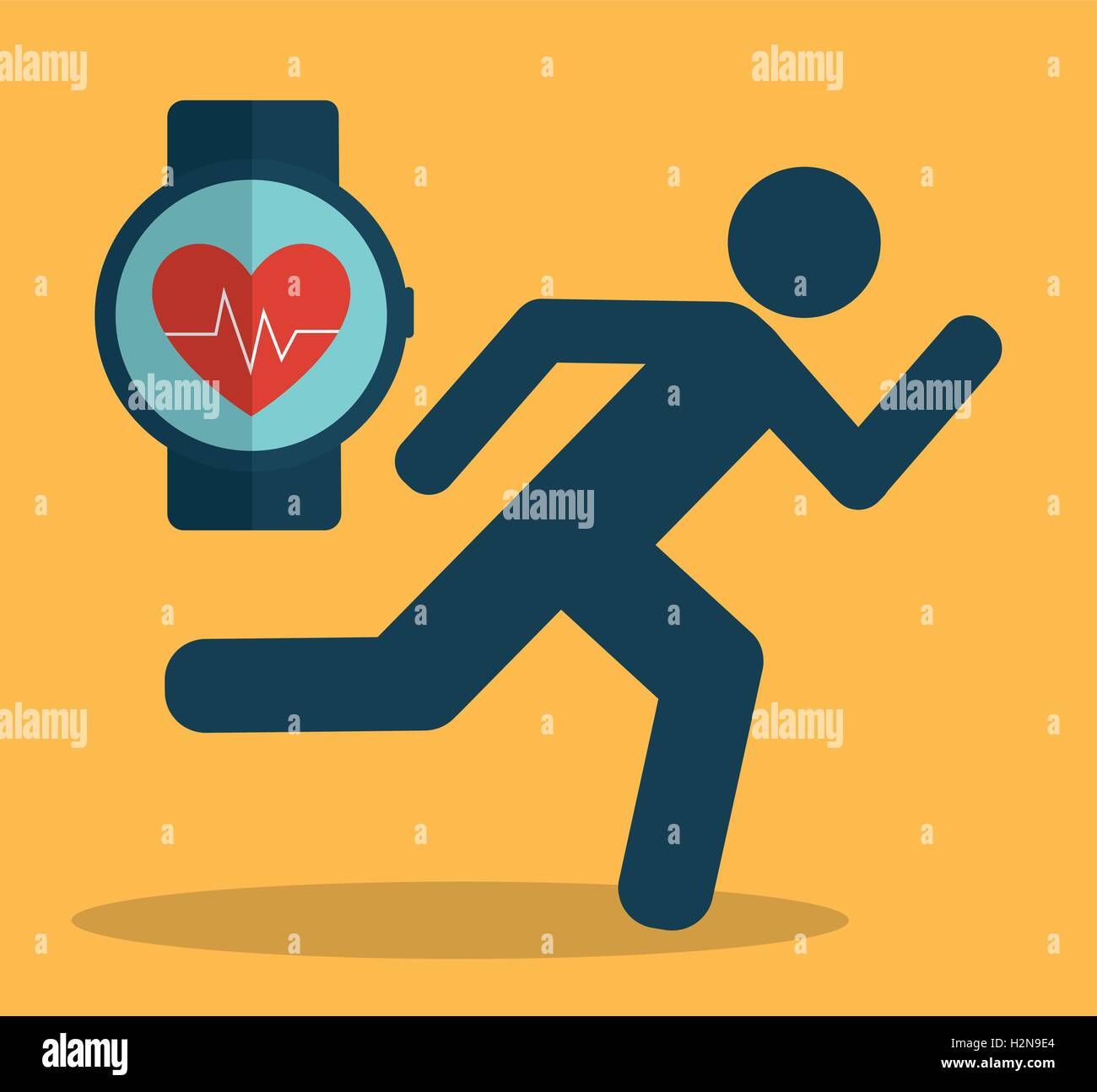 Heart with pulse inside clock and pictogram design Stock Vector Image ...